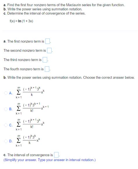 solved a find the first four nonzero terms of the maclaurin
