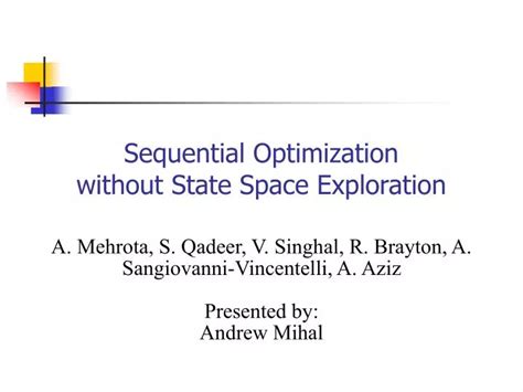 Ppt Sequential Optimization Without State Space Exploration