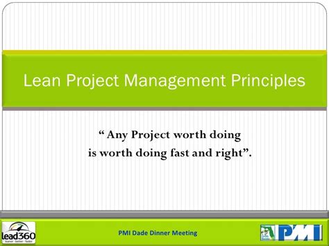 lean project management principles project management principles