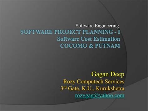 Software Project Planning In Software Engineering By Ram K Paliwal Unit