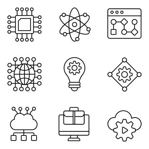 Machine Learning Line Icons Set 3653412 Vector Art At Vecteezy