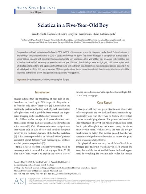 Pdf Sciatica In A Five Year Old Boy