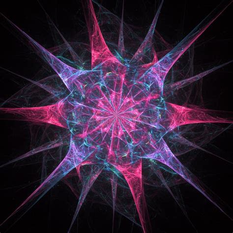 Fractal Art Featuring A Vibrant Starburst Pattern With Sharp Elongated