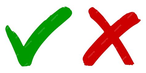 Premium Vector Hand Drawn Of Green Check Mark And Red Cross Isolated