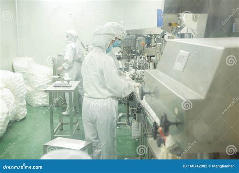 Aseptic Workshop Pharmaceutical Packaging Assembly Line Editorial Image