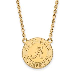 Black Bow Jewelry 14k Yellow Gold Alabama Crimson Tide Ncaa Necklace 18