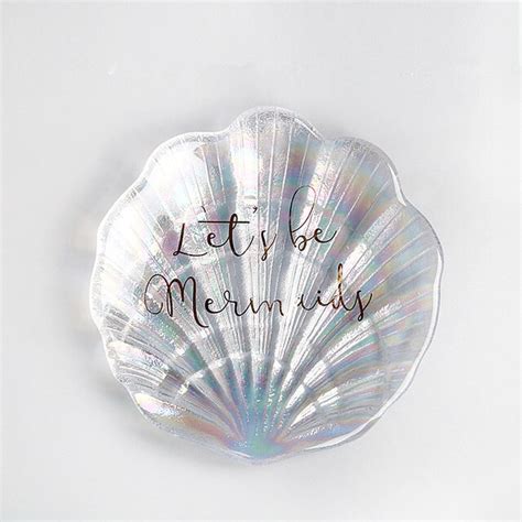 Mermaid Shell Glass Plate Dish Small Fancy Jewelry Grandado