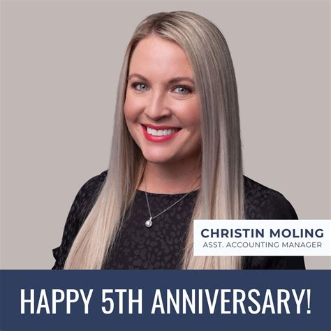 Congratulations To Christin Moling Assistant Accounting Manager On Her 5th Anniversary With