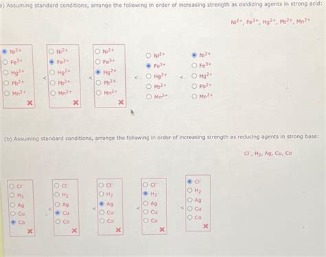 Solved A Assuming Standard Conditions Arrange The