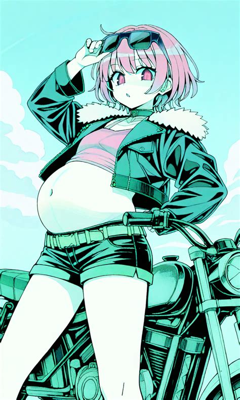 Big Belly Girl At The Motorcycle By Randomnamesxd On Deviantart
