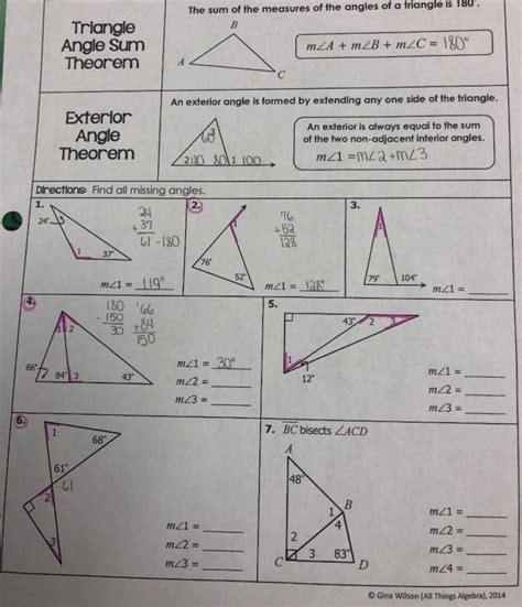 Triangle Angle Sum Worksheet Answer Key — Db