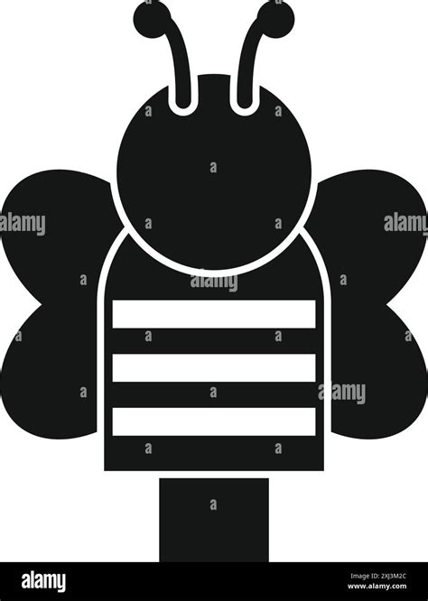 Black And White Cartoon Bee Standing On A Platform With Big Round Eyes