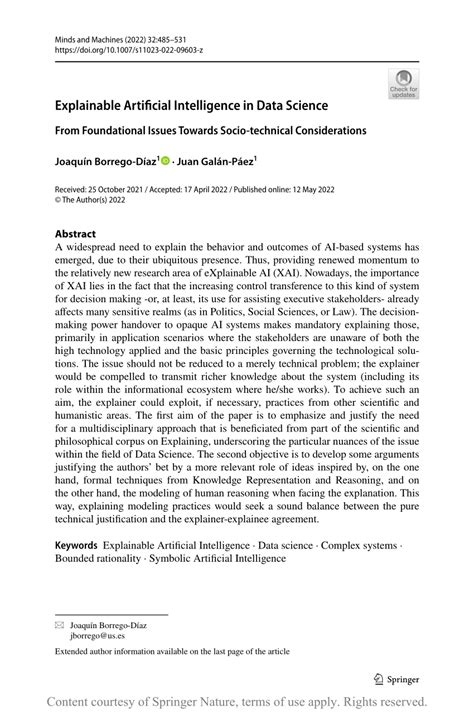 Pdf Explainable Artificial Intelligence In Data Science From