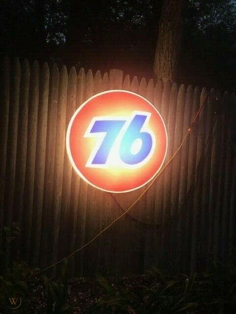 76 Gas Station Lighted Sign With Led Light Great Shape No Cracks