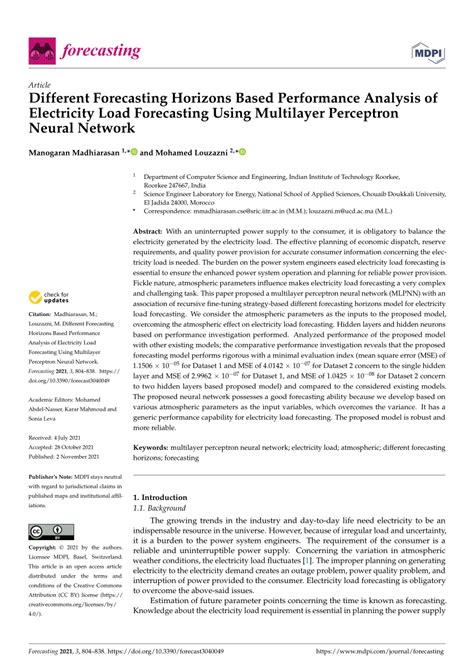 Pdf Different Forecasting Horizons Based Performance Analysis Of
