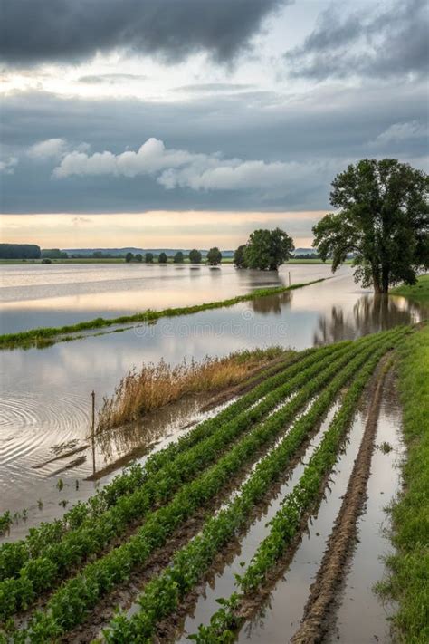 Flooded Farmland After Heavy Rain Stock Illustration Illustration Of