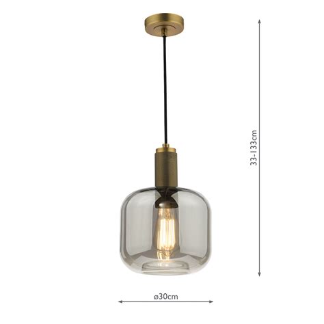 Emma Solid Brass And Smoked Glass Pendant Light Lightbox