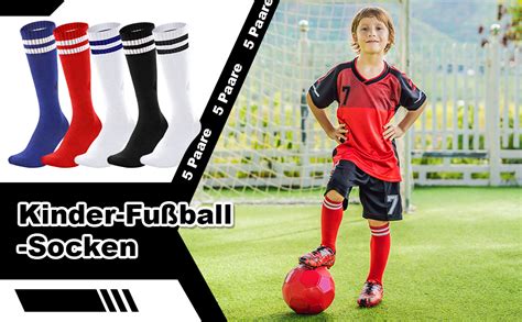 Xialvyu 5 Paar Fußballsocken Für Kinder Lang Elastische Sportsocken Atmungsaktiv