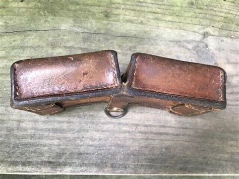 Swiss Army Military Belt 2 Compartment Leather Ammo Pouch 1943