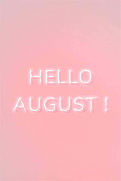 Hello August Pink Neon Typography Free Photo Rawpixel