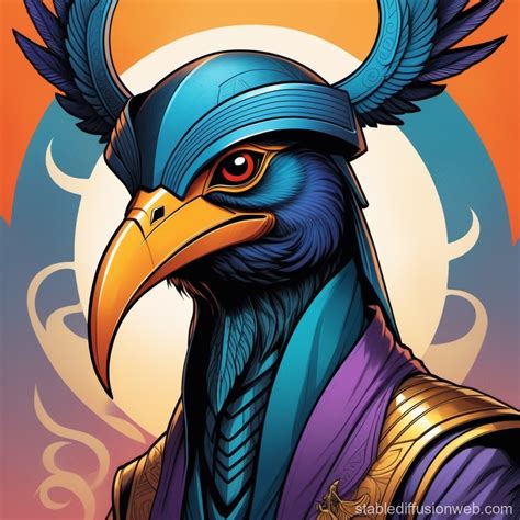 Thoth Gradient With The Bird Mask Wears An Ai Assisted Helmet Prompts