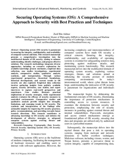 Pdf Securing Operating Systems Os A Comprehensive Approach To Security With Best Practices