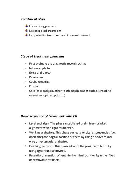 Orthodontic Treatment Plan Template Step By Step Treatment Plan