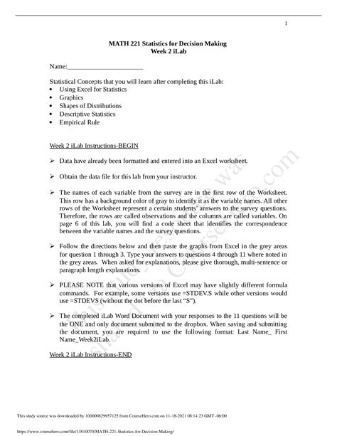 Math 221 Statistics For Decision Making Scholarfriends Scholarfriends