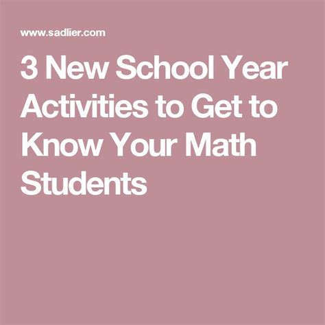 3 New School Year Activities To Get To Know Your Math Students Math