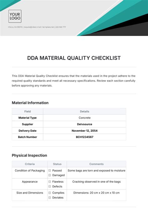 Free Fabrication Quality Checklist Template To Edit Online