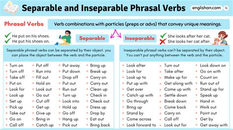 Separable And Inseparable Phrasal Verbs With Examples • Englishan