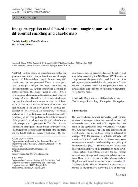 Image Encryption Model Based On Novel Magic Square With Differential Encoding And Chaotic Map