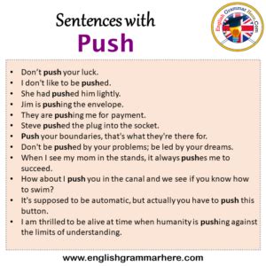 Sentences With Push Push In A Sentence In English Sentences For Push English Grammar Here