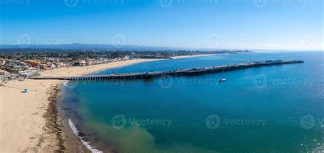 Aerial View Of Santa Cruz Wharf And Beach Boardwalk California