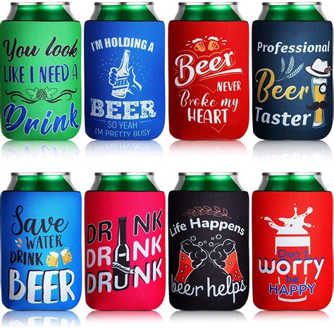 8 Pieces Beer Can Sleeves Beer Can Coolers Funny Quotes Neoprene Drink
