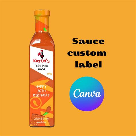 Sauce Label Template Easy To Customize And Print Pepper Sauce Label
