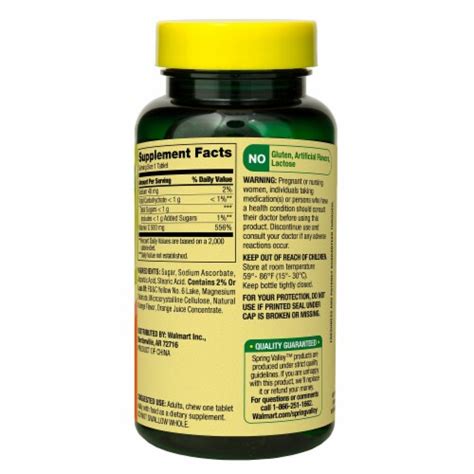 Spring Valley Vitamin C Chewable Tablets Dietary Supplement 60 Tablets