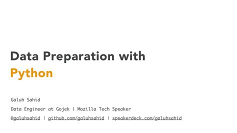 Data Preparation With Python Speaker Deck