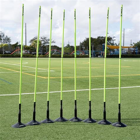Soccer Agility Poles 6ft Slalom Speed Training Set With Rubber Bases