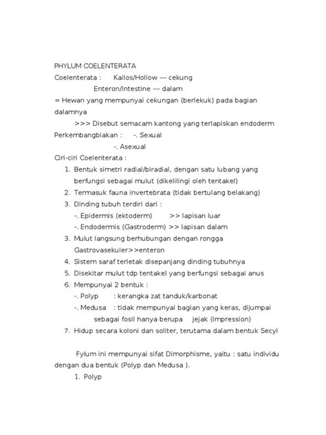 Phylum Coelenterata Pdf