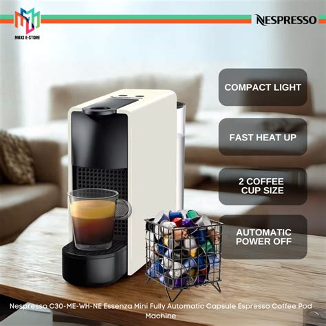 Nespresso Essenza Mini Fully Automatic Capsule Machine White [free Capsule Basket] C30 Me Wh