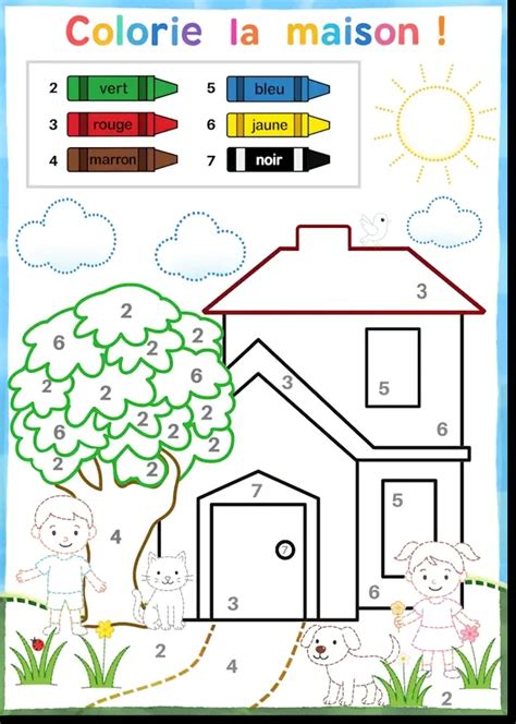 🏡 Coloriage Magique Maison Apprendre Chiffres Et Couleurs Maternelle