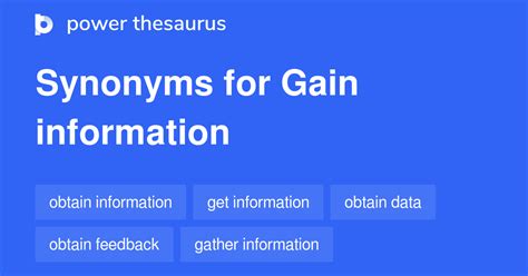 Gain Information Synonyms 192 Similar Words And Phrases