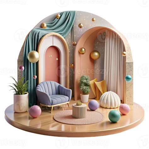 Beautiful Artistic One Point Perspective Interior Design Isolated High