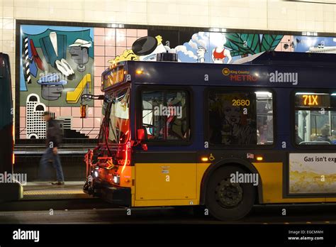 A Bus Sits At The Westlake Underground Bus Station In Seattle Wa Usa