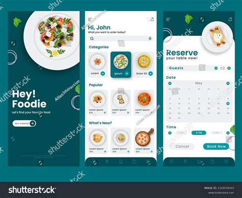 Restaurant Menu App Ui Gui Screen Stock Vector Royalty Free