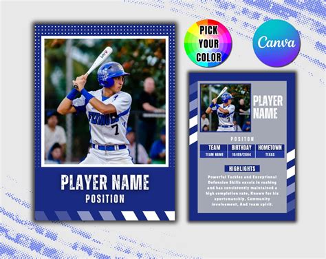 Baseball Trading Cards Template Customizable Diy Sports Card