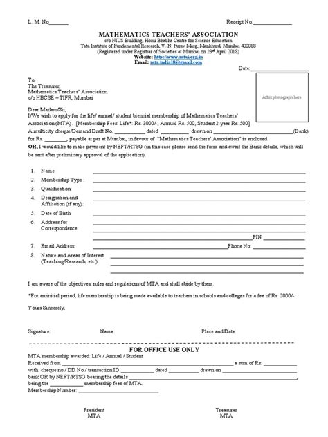 Mta Membership Application Form Pdf Services Economics Payments