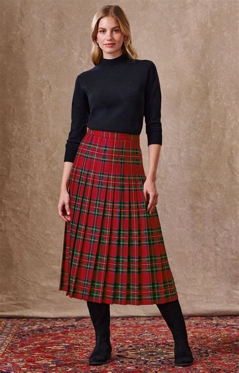 Ladies Skirts Summer And Winter Skirts Pleated Tartan Skirt Outfit