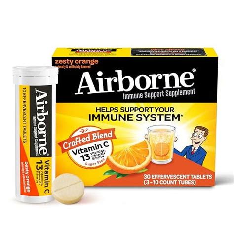 Airborne 1000mg Vitamin C With Zinc Sugar Free Effervescent Tablets